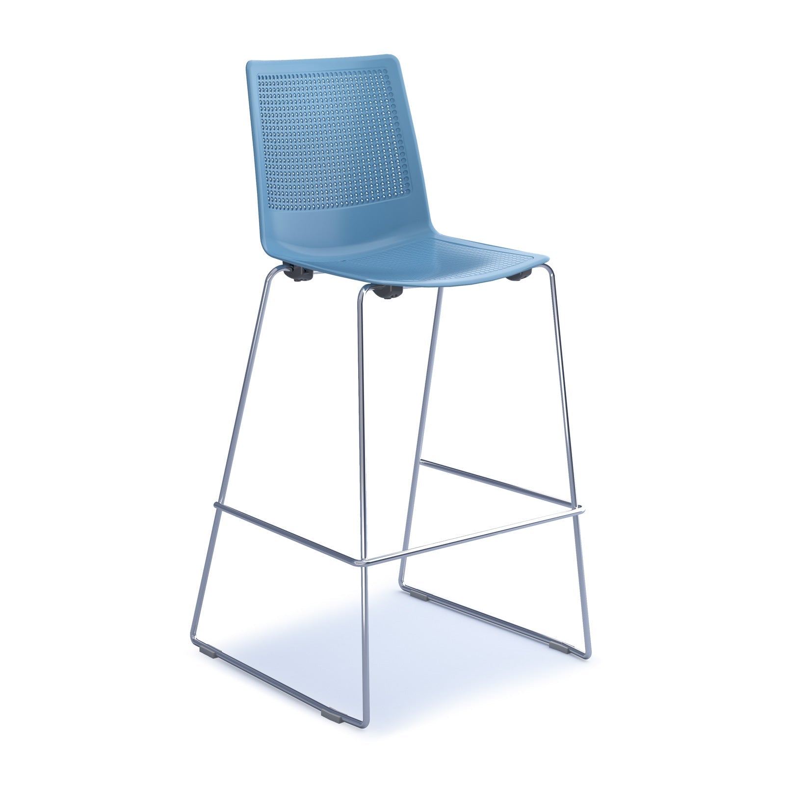 Harmony Multi-Purpose Stool With Chrome Sled Frame - Blue | Flogit2us.com