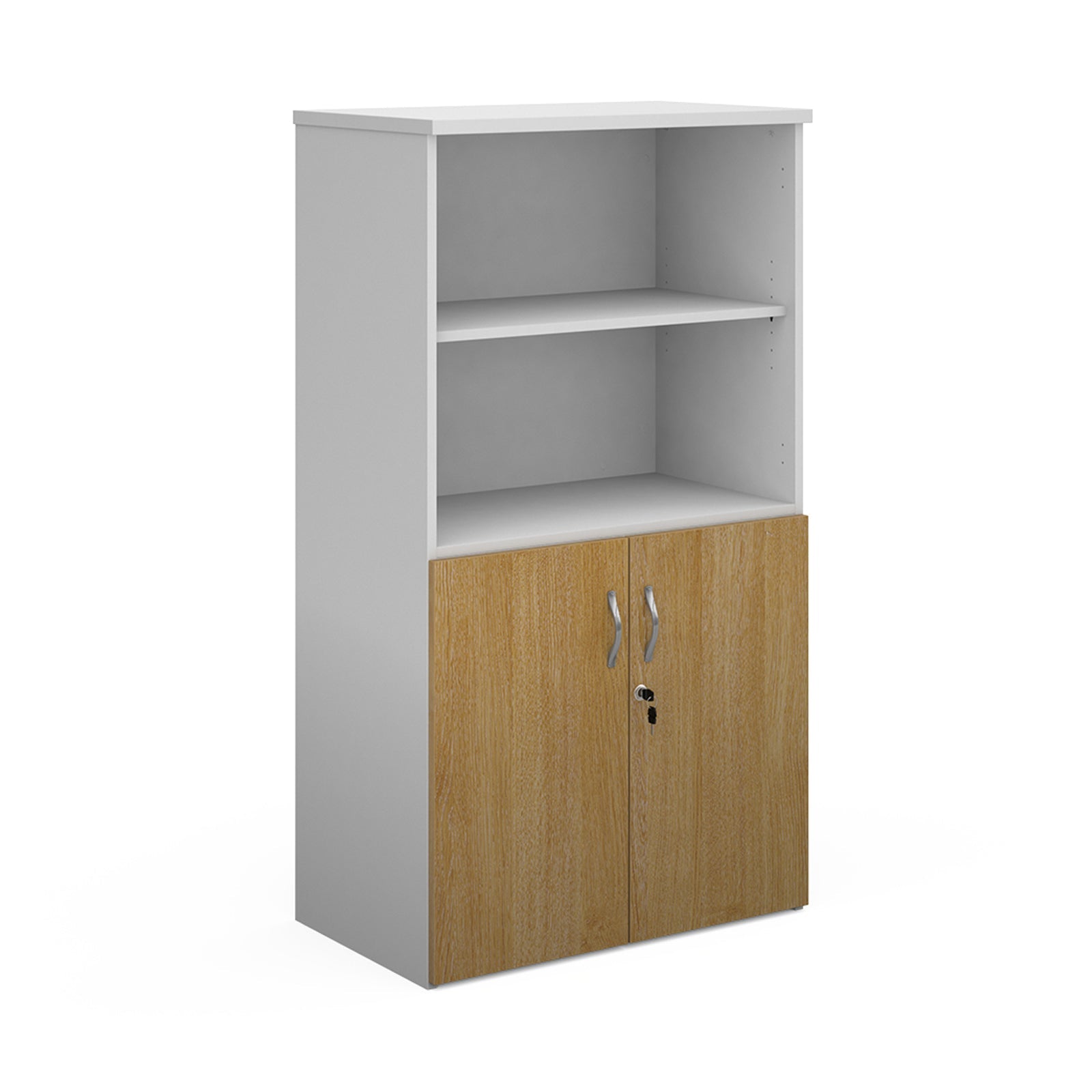 Duo Combination Unit With Open Top - White/Oak | Flogit2us.com