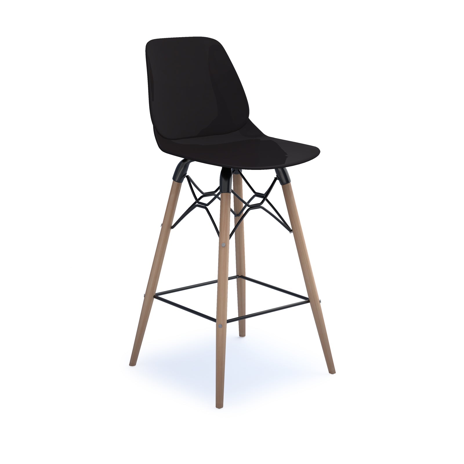Strut Multi-Purpose Stool With Natural Oak 4 Leg Frame And Black Steel ...